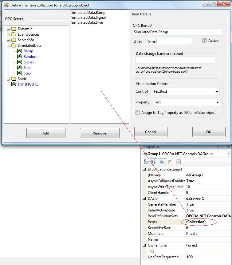 Visual Studio OPCDA.NET Controls